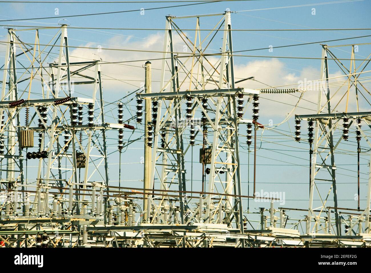 Low angle view of electricity pylons, Miami, Florida, USA Stock Photo ...
