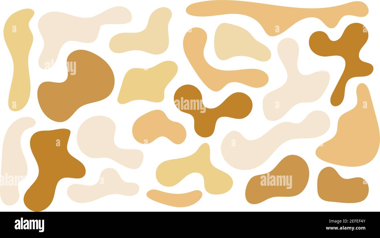 Irregular blob, set of abstract organic shapes. Brown ground irregular random blobs. Simple ...