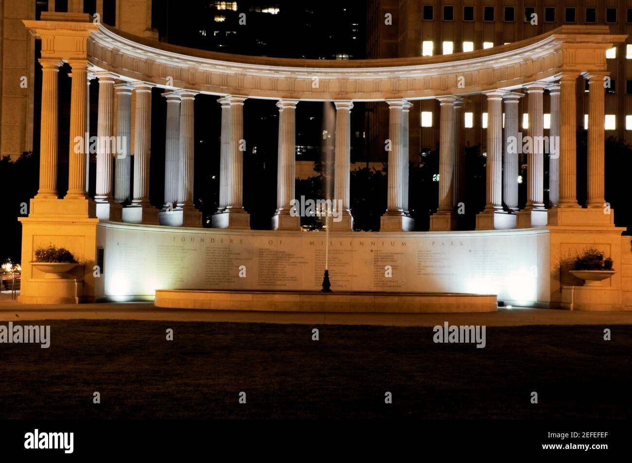 Facade of a monument at night, Millennium Monument, Chicago, Illinois ...