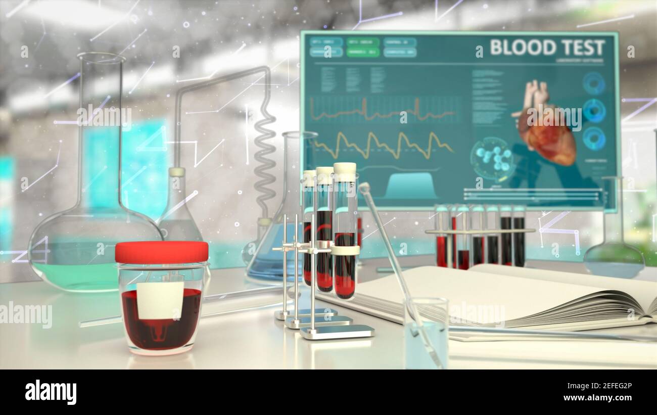 clinical blood examination background, cg medical 3D illustration Stock ...