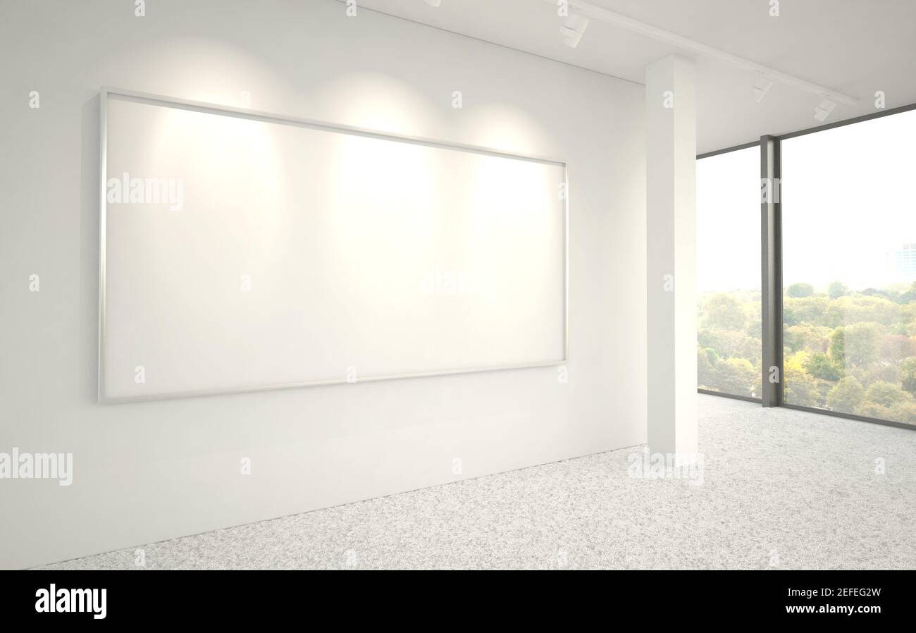 big horizontal frame poster at office hall Stock Photo - Alamy