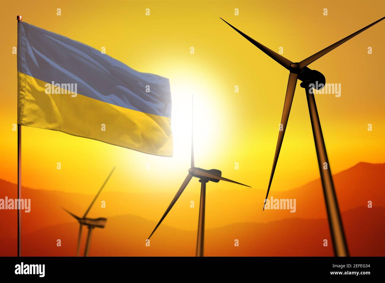 Ukraine wind energy, alternative energy environment concept with ...