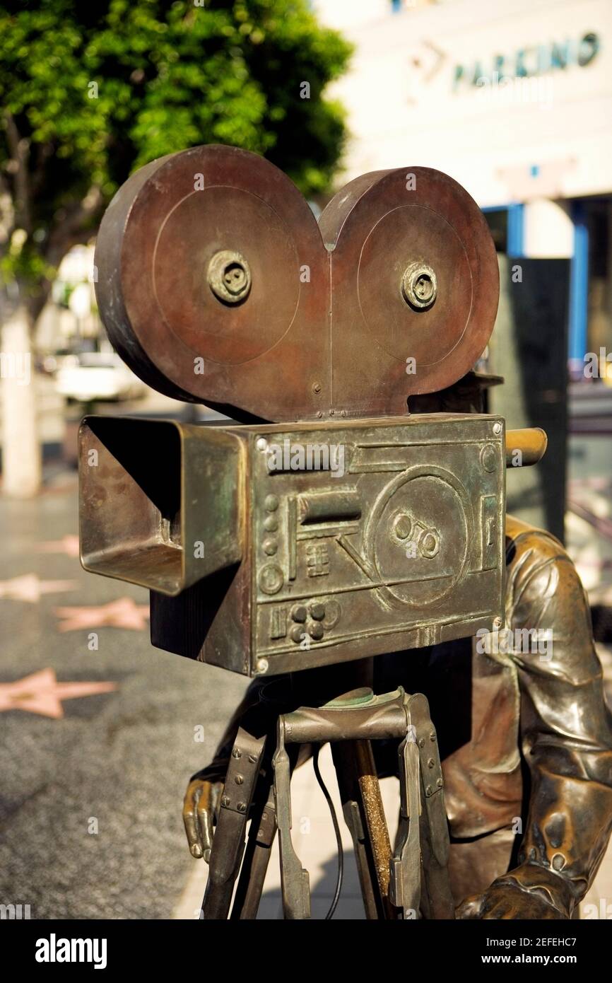 Close-up of the statue of a filmmaker, Los Angeles, California, USA ...
