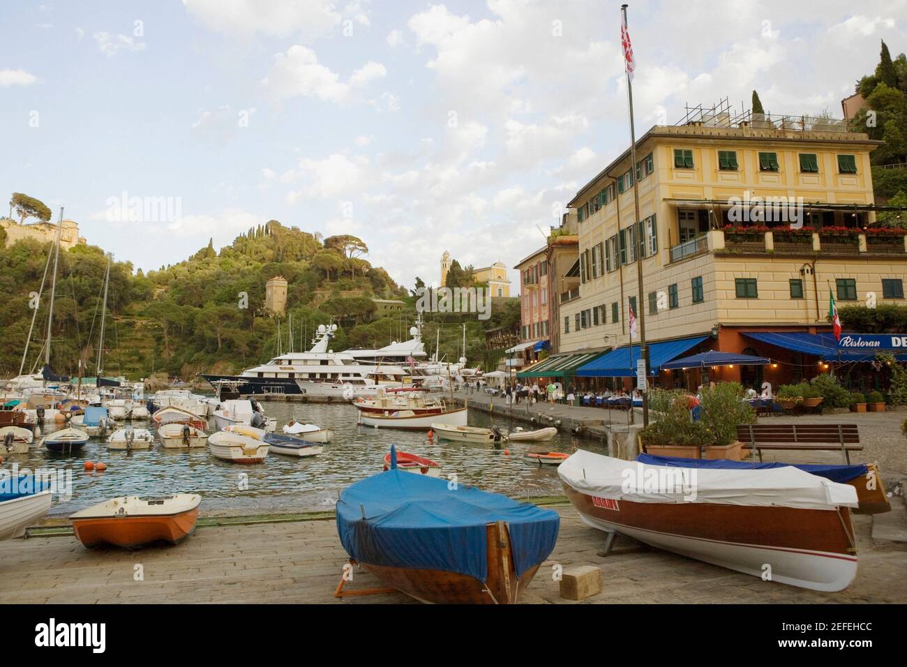 Boats at a harbor, Italian Riviera, Portofino, Genoa, Liguria, Italy ...