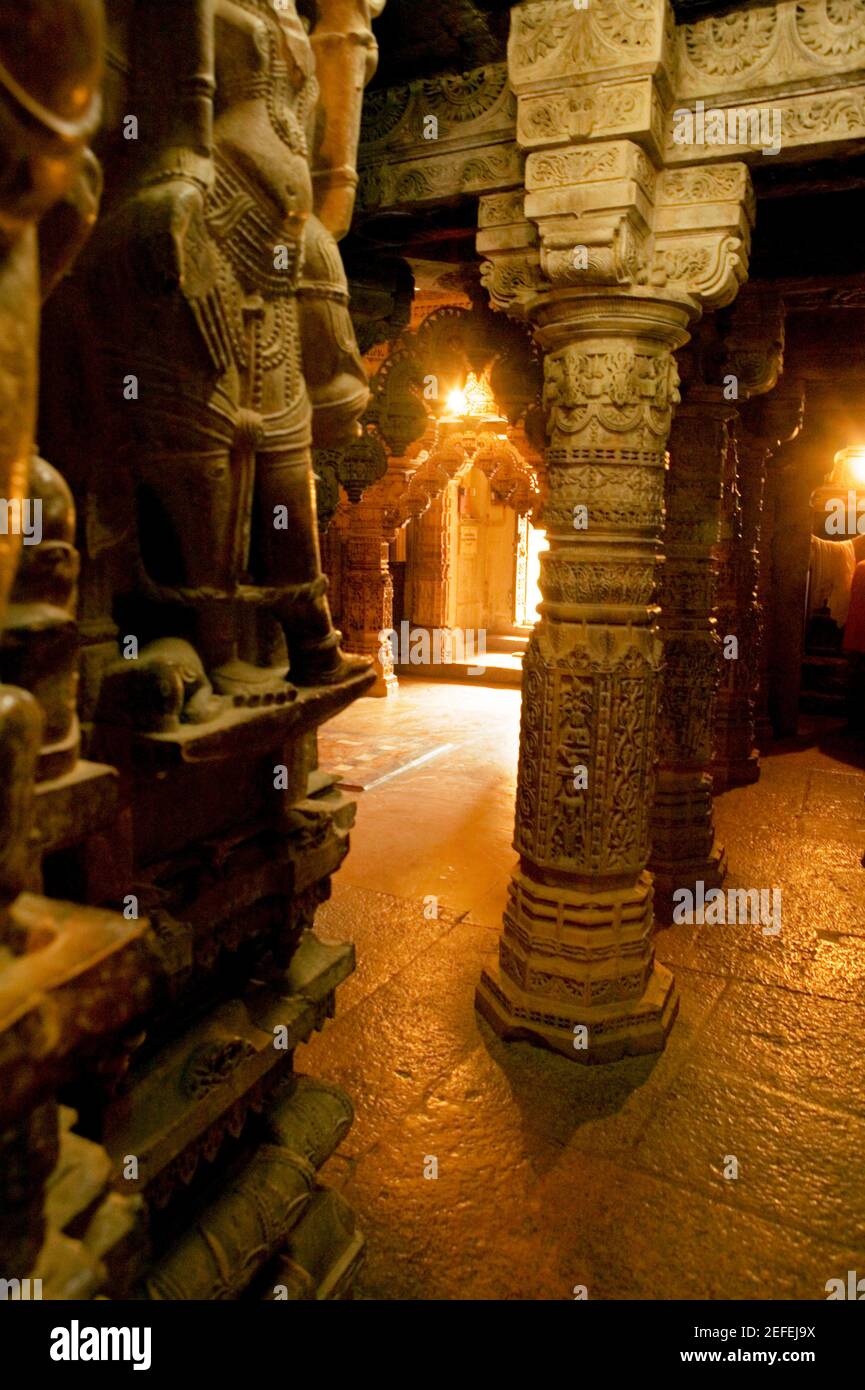 Carved column of a temple, Jain Temple, Jaisalmer, Rajasthan, India ...