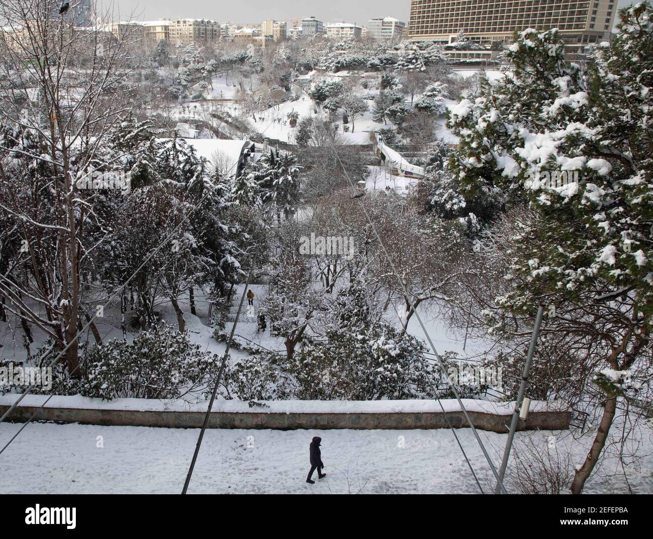 Istanbul, Turkey. 17th Feb, 2021. People walk in snow in Istanbul ...