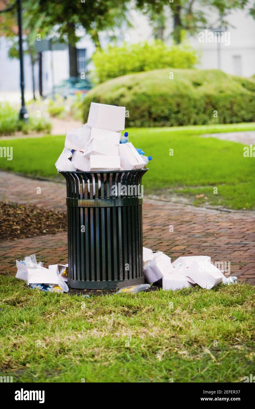 Garbage bin in a park, Savannah, Georgia, USA Stock Photo - Alamy