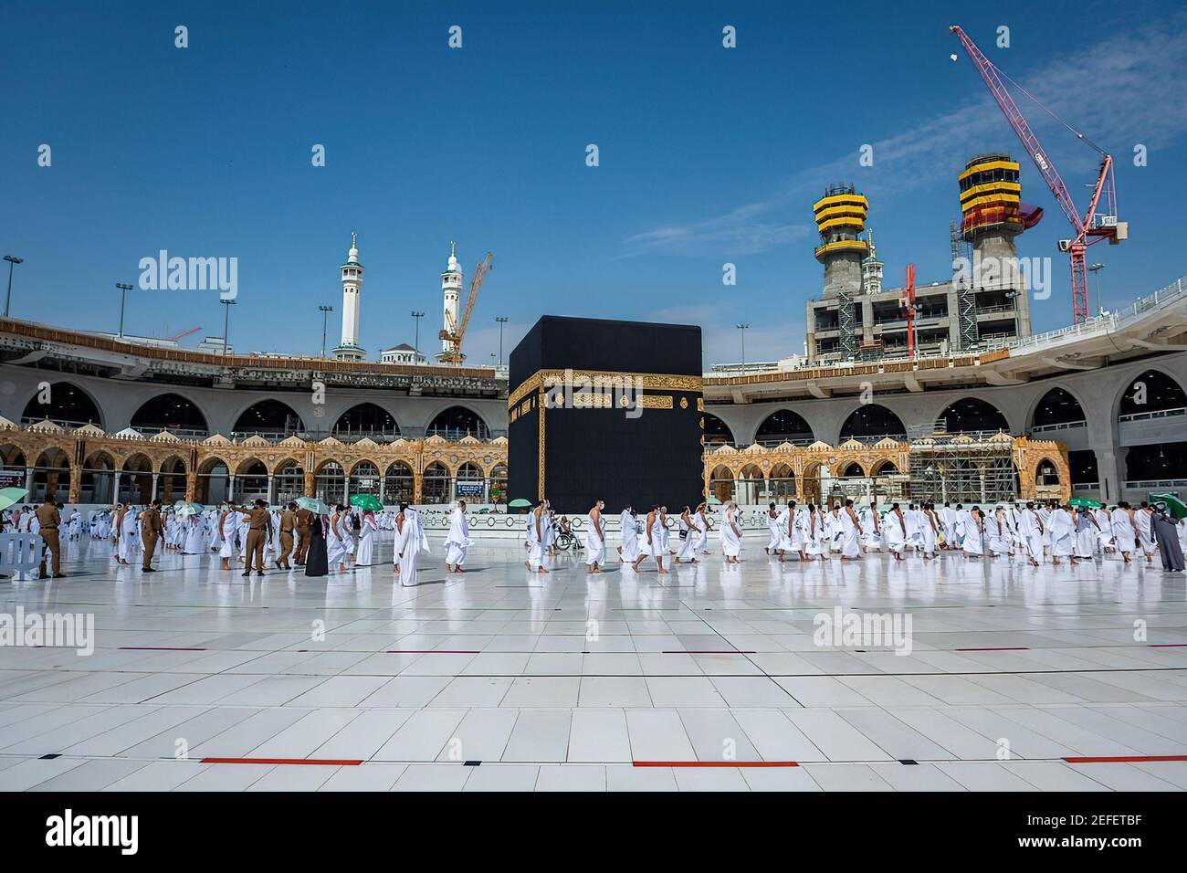 Photo dated January 15, 2021 shows moslems and security members in ...