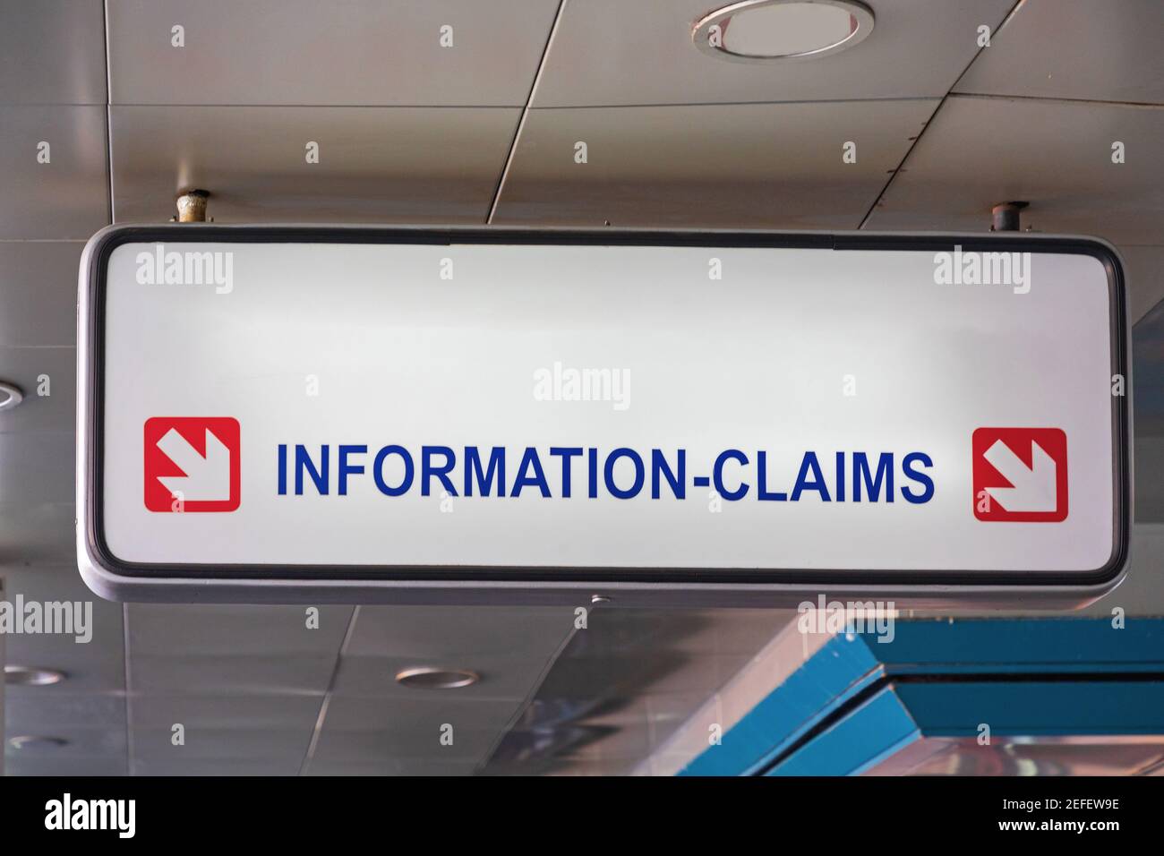 Information Claims Sign Box at Train Station Stock Photo - Alamy