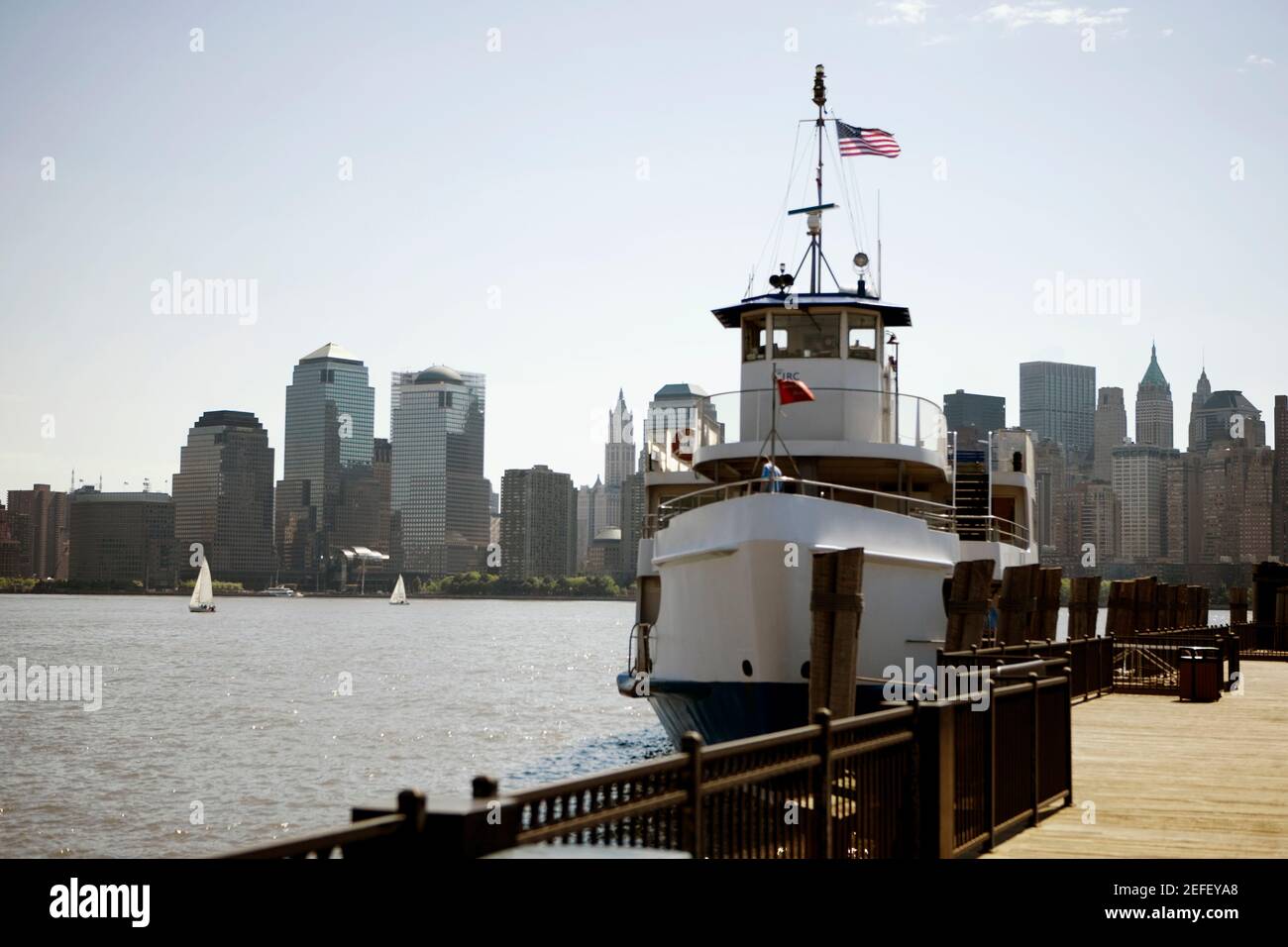 Ferry at a dock, Manhattan, New York City, New York State, USA Stock ...