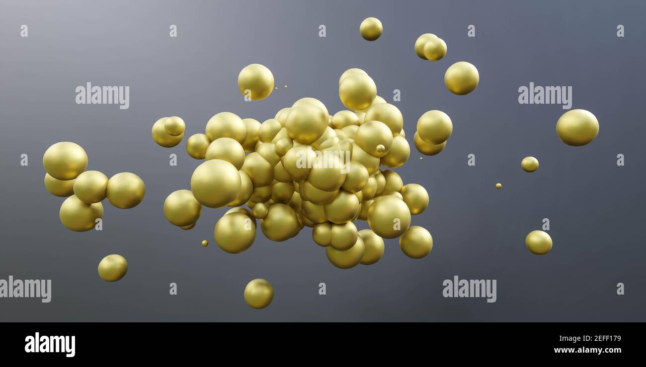 Small shinny gold ball made from on dark black 3d render illustration ...