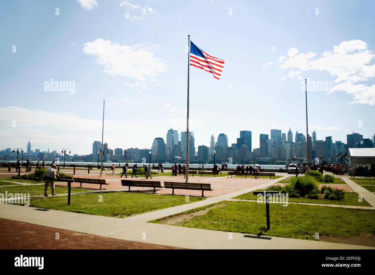 American flag in the park, Manhattan, New York City, New York State ...
