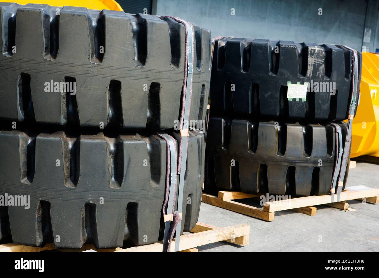 Vehicle tires at the shipping port Stock Photo - Alamy