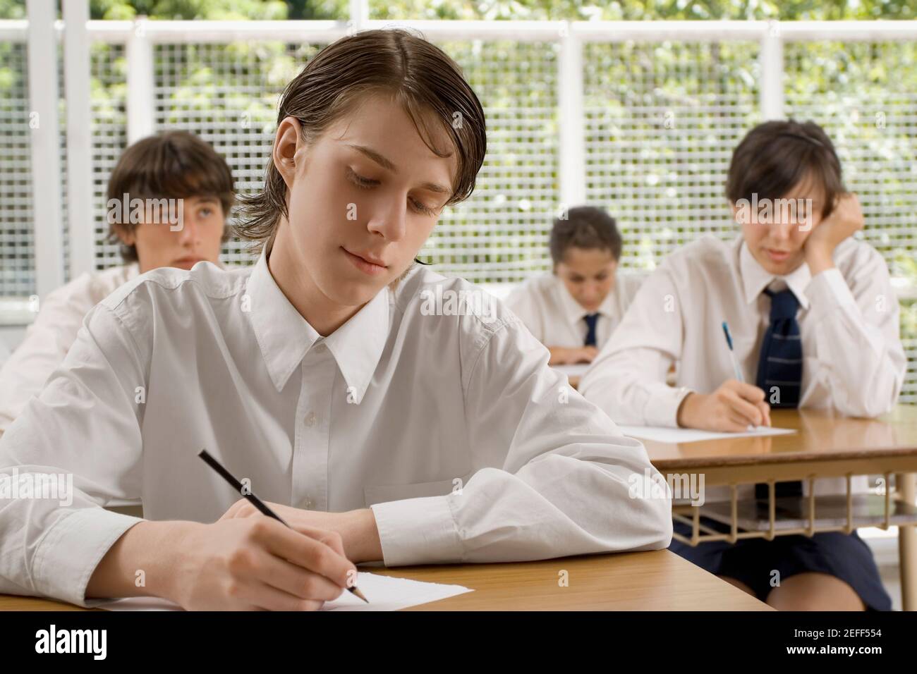 High school students giving an exam in a classroom Stock Photo - Alamy