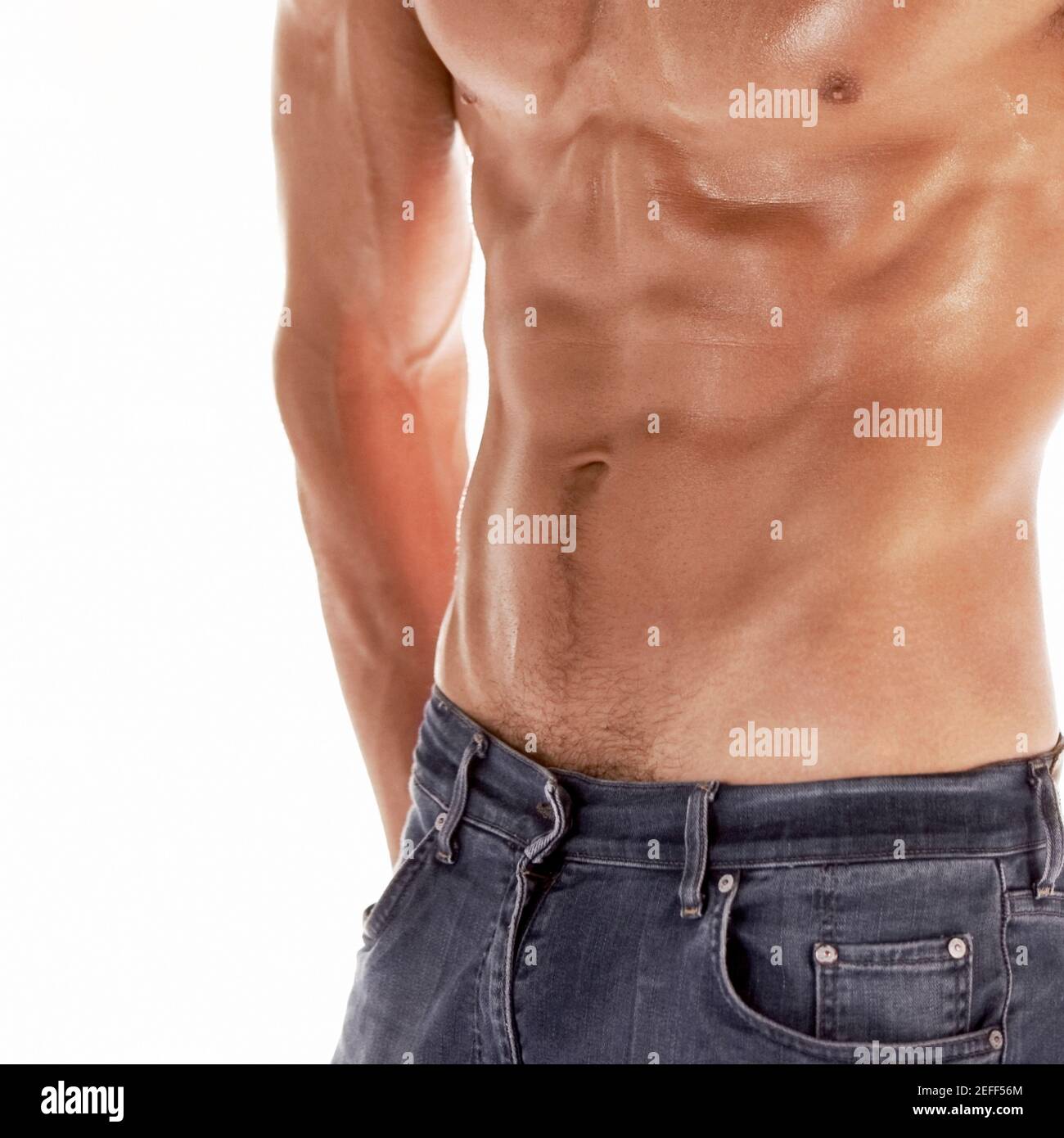 Mid section view of a muscular man Stock Photo - Alamy
