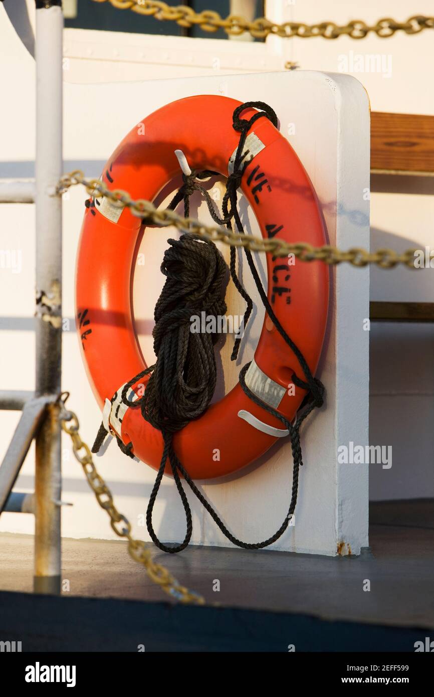 Inflatable ring on a ship Stock Photo - Alamy
