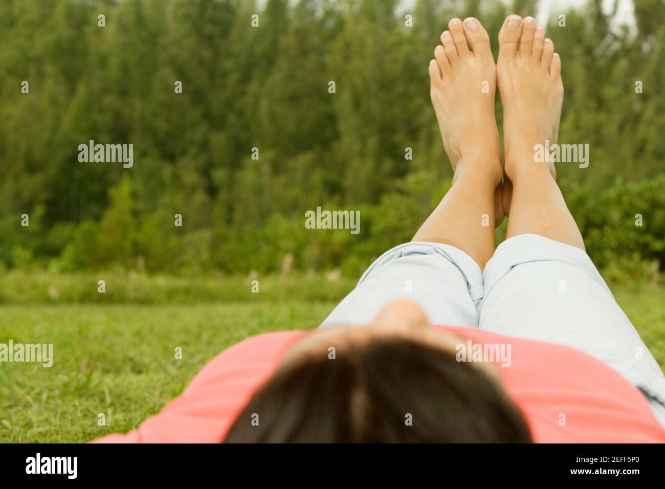 One woman barefoot close up feet hi-res stock photography and images ...