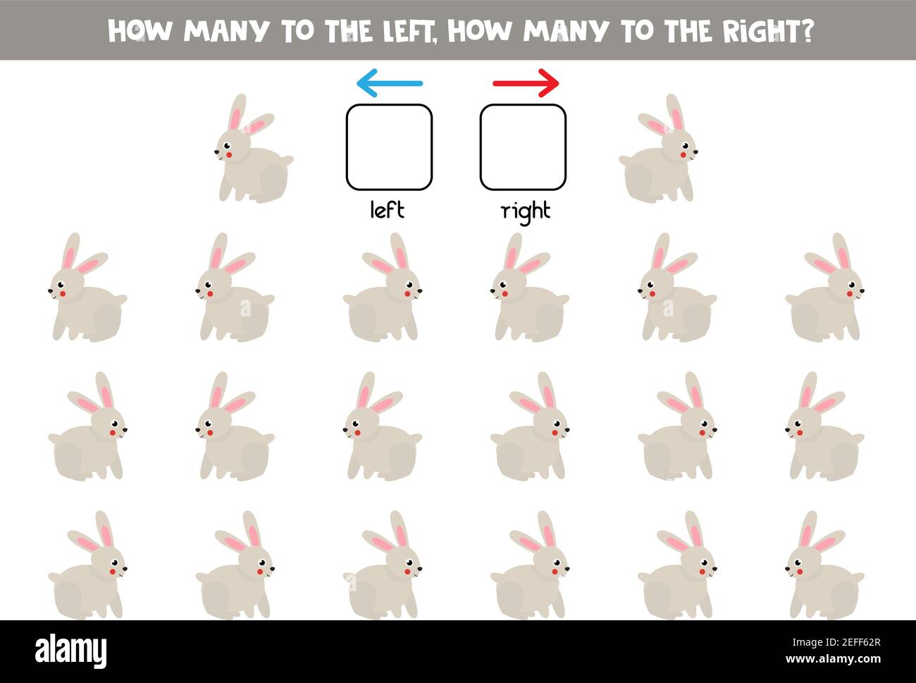 Left or right with cute cartoon rabbit. Educational game to learn left ...