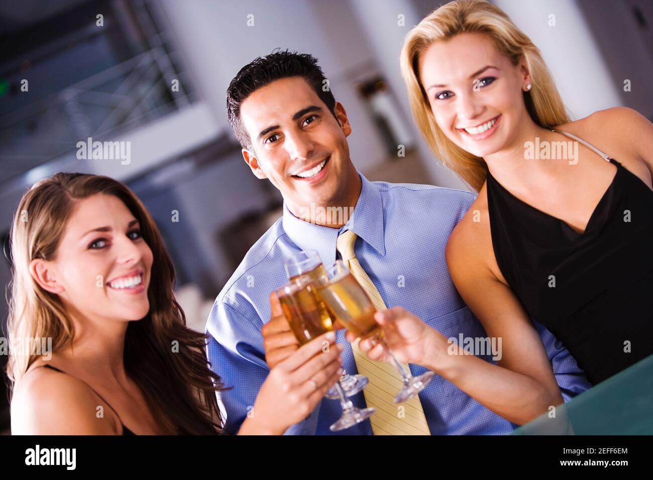 Happy woman raising toast drinking hi-res stock photography and images ...