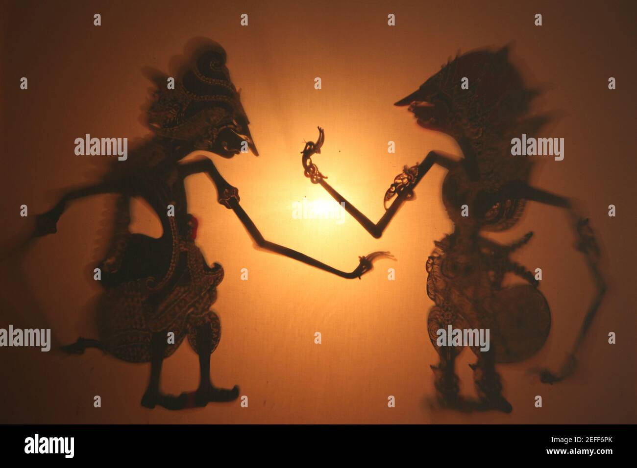 Wayang kulit puppets displayed in the Classic Wayang crafts shop in ...