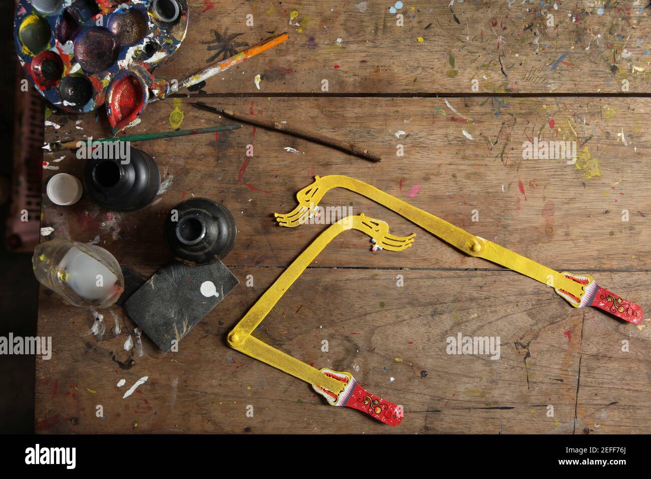 Painted arms of a wayang kulit puppet seen in the Classic Wayang crafts ...