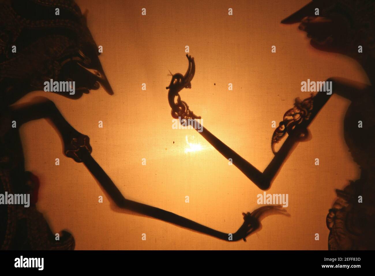 Wayang kulit puppets displayed in the Classic Wayang crafts shop in ...