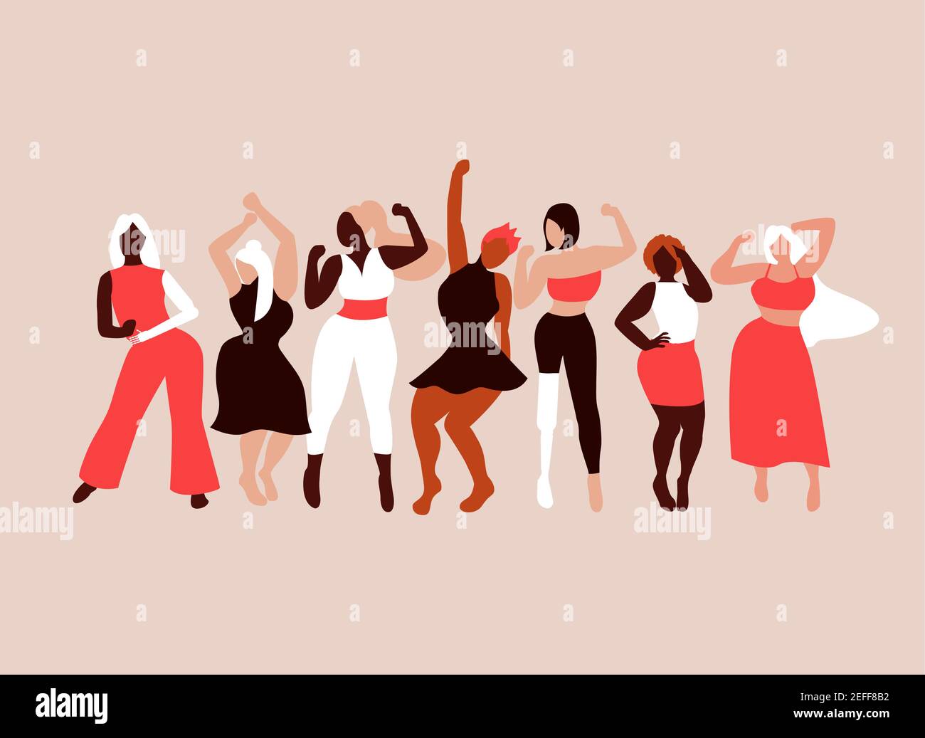 Happy girls dancing. Body positivity. Love your body. Different skin ...