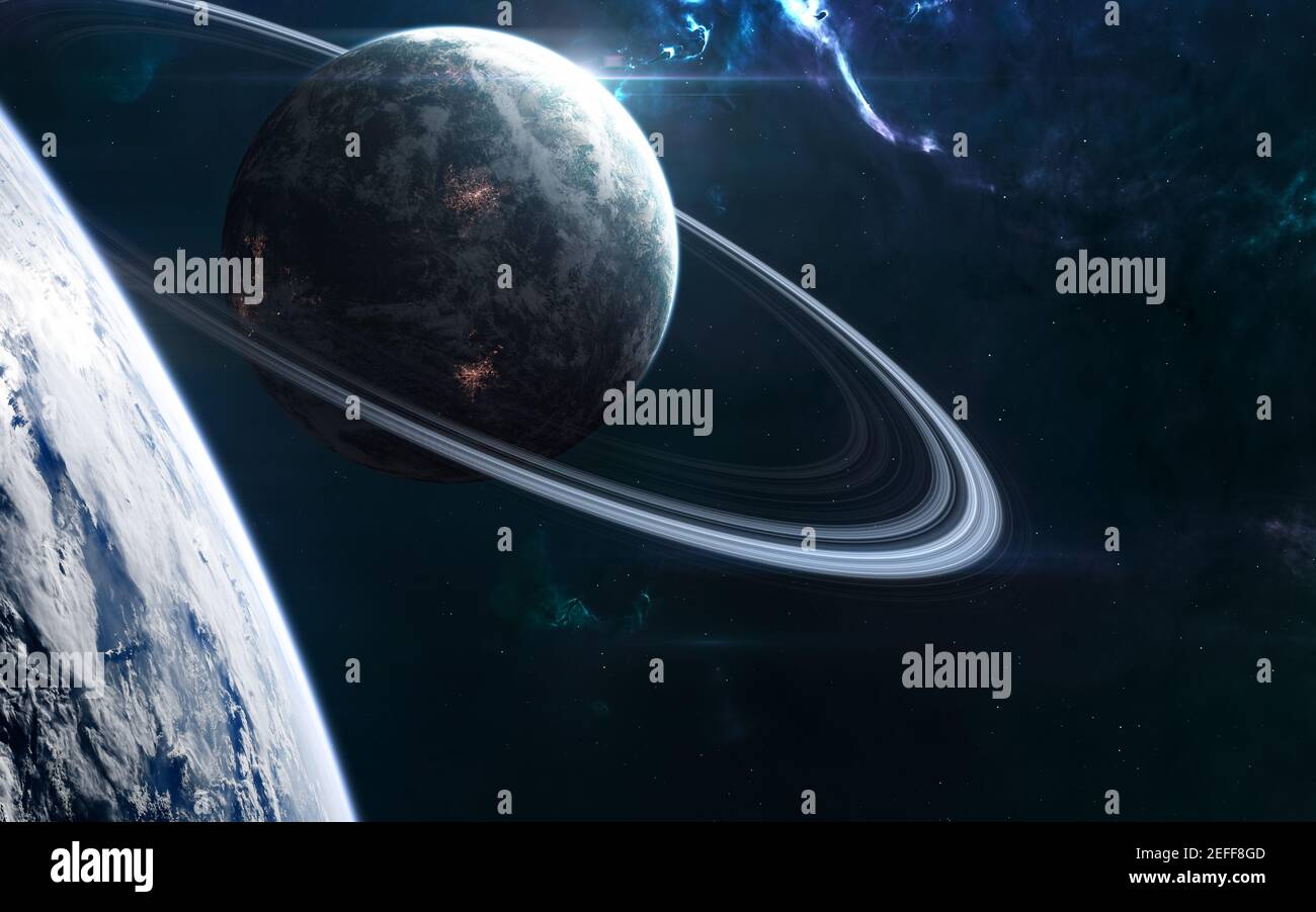Planets in deep space. Beautiful space landscape Stock Photo - Alamy