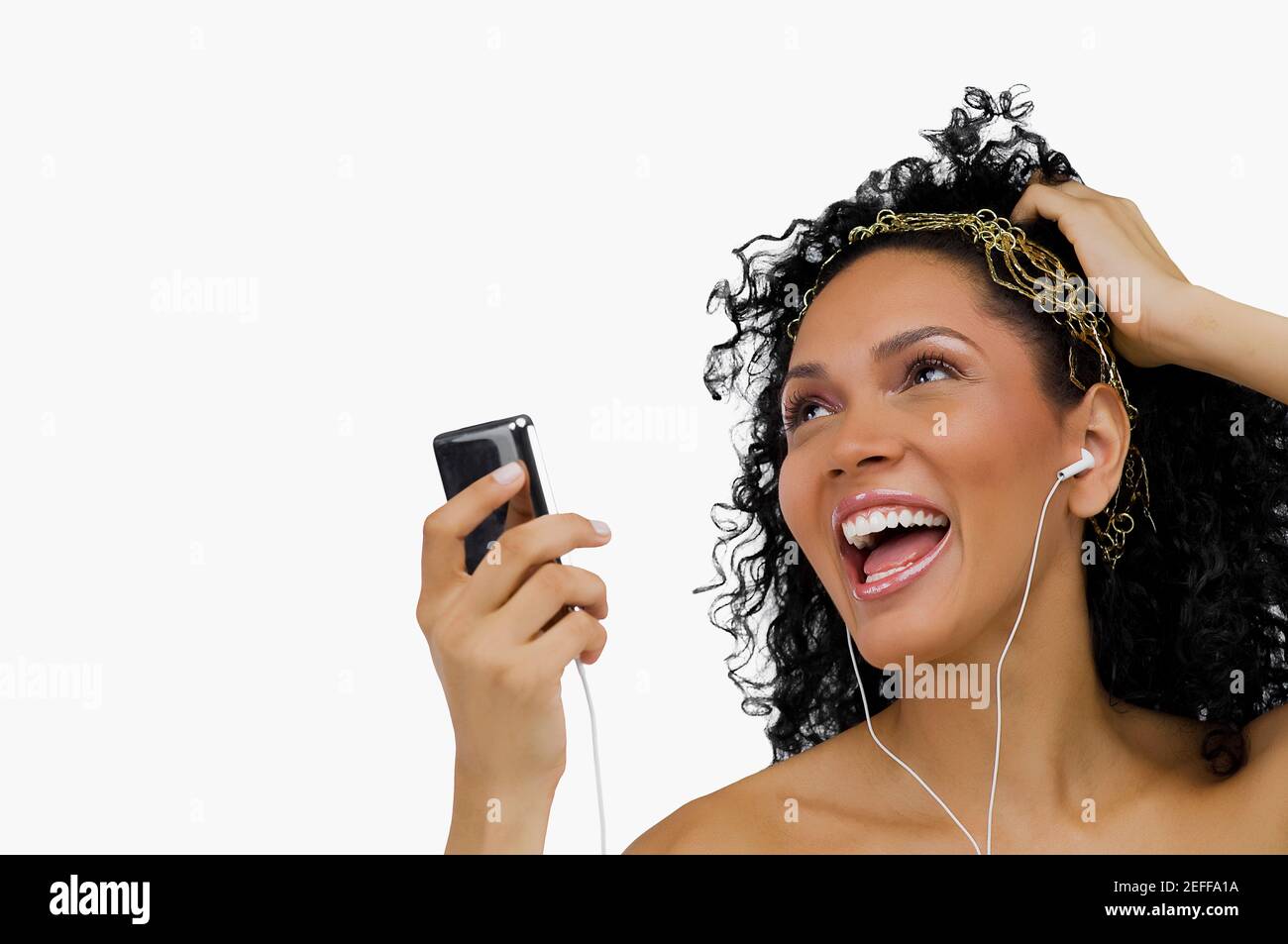 Young woman big headphones hi-res stock photography and images - Alamy