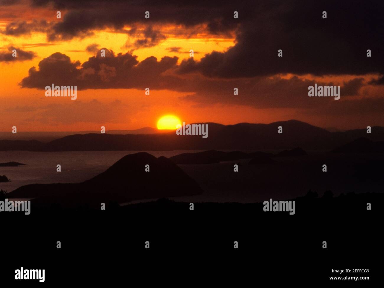 Sunset over the sea, West End, Tortola, British Virgin Islands Stock ...