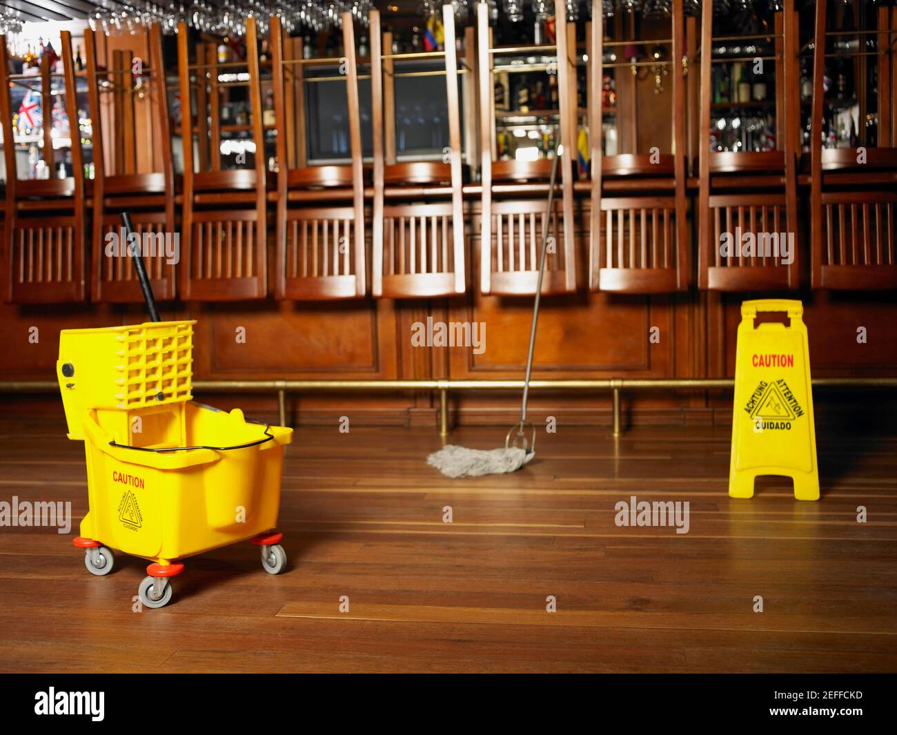 Mop floor sign bar hi-res stock photography and images - Alamy