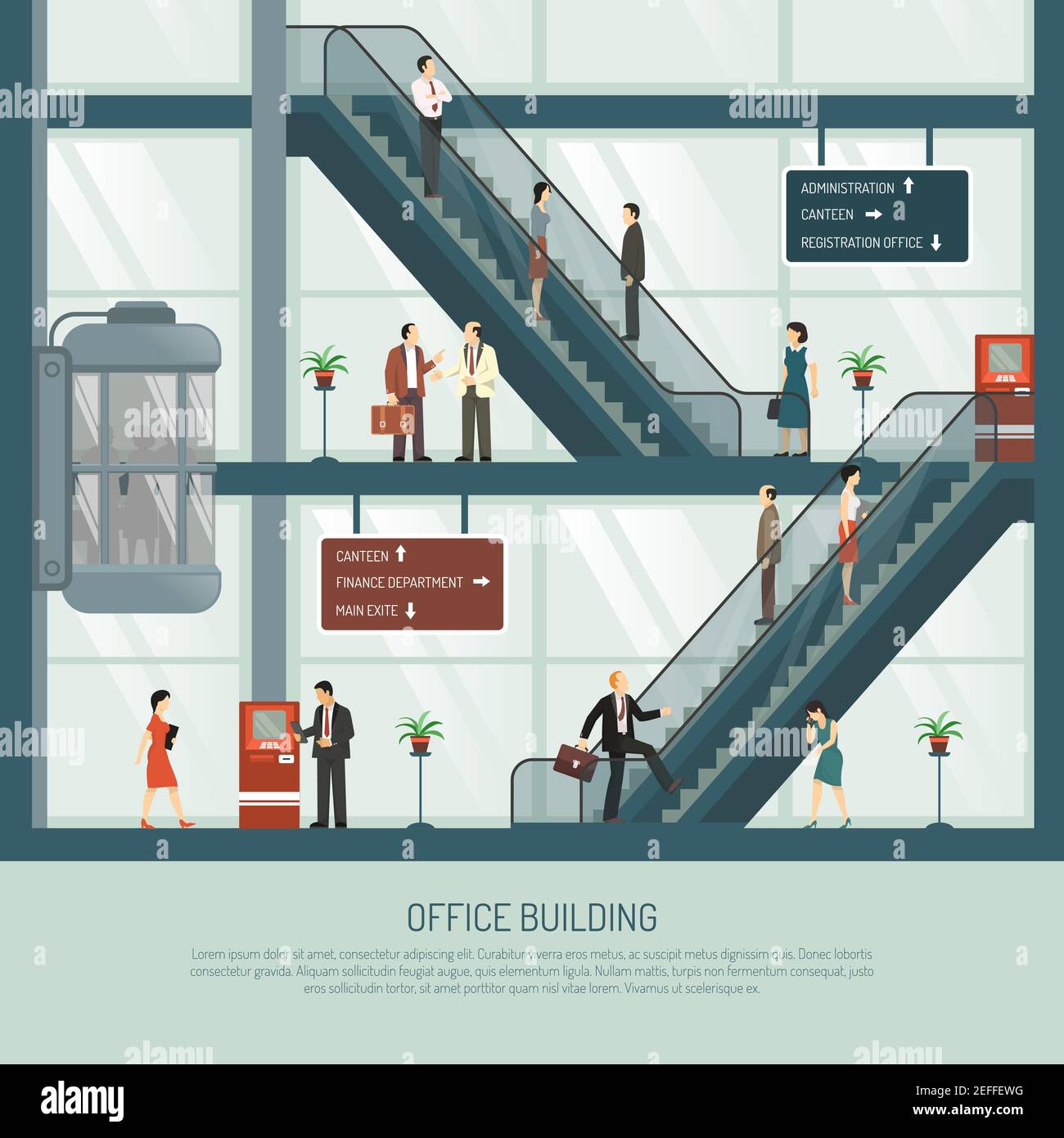 Business office building background with profile view of office block ...