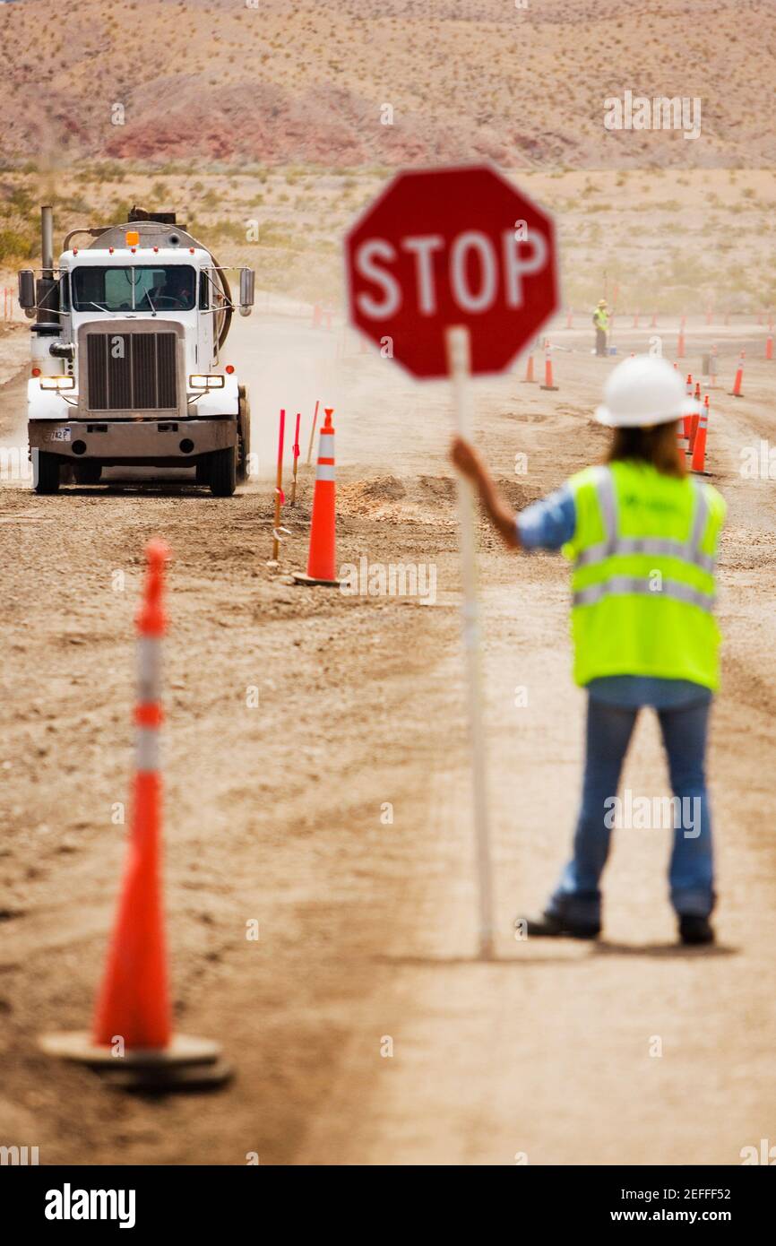 Holding stop signal truck hi-res stock photography and images - Alamy