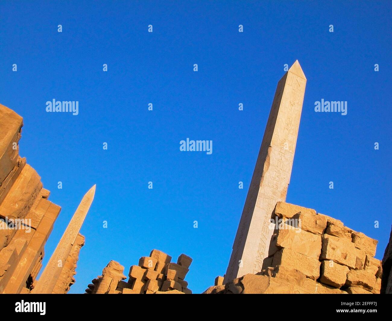 Low angle view of an obelisk, Temples Of Karnak, Luxor, Egypt Stock ...