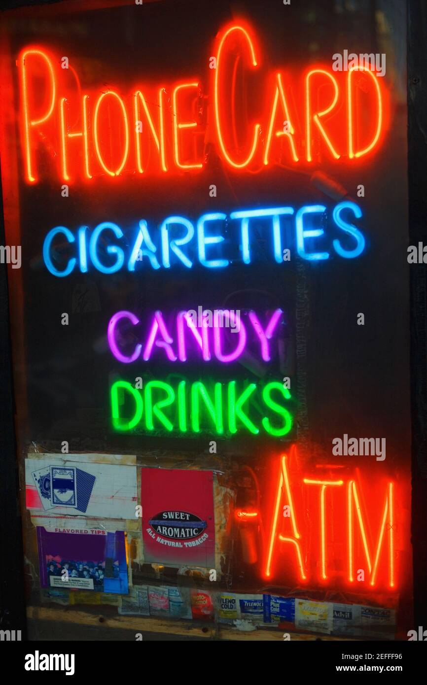Close-up of a neon sign of a department store Stock Photo - Alamy