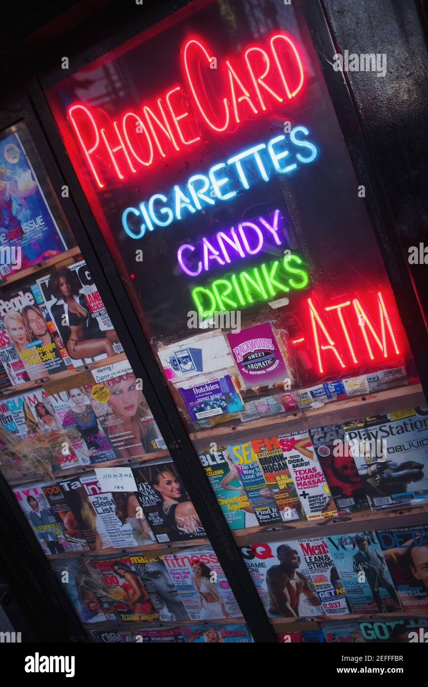 Close-up of a neon sign of a department store Stock Photo - Alamy