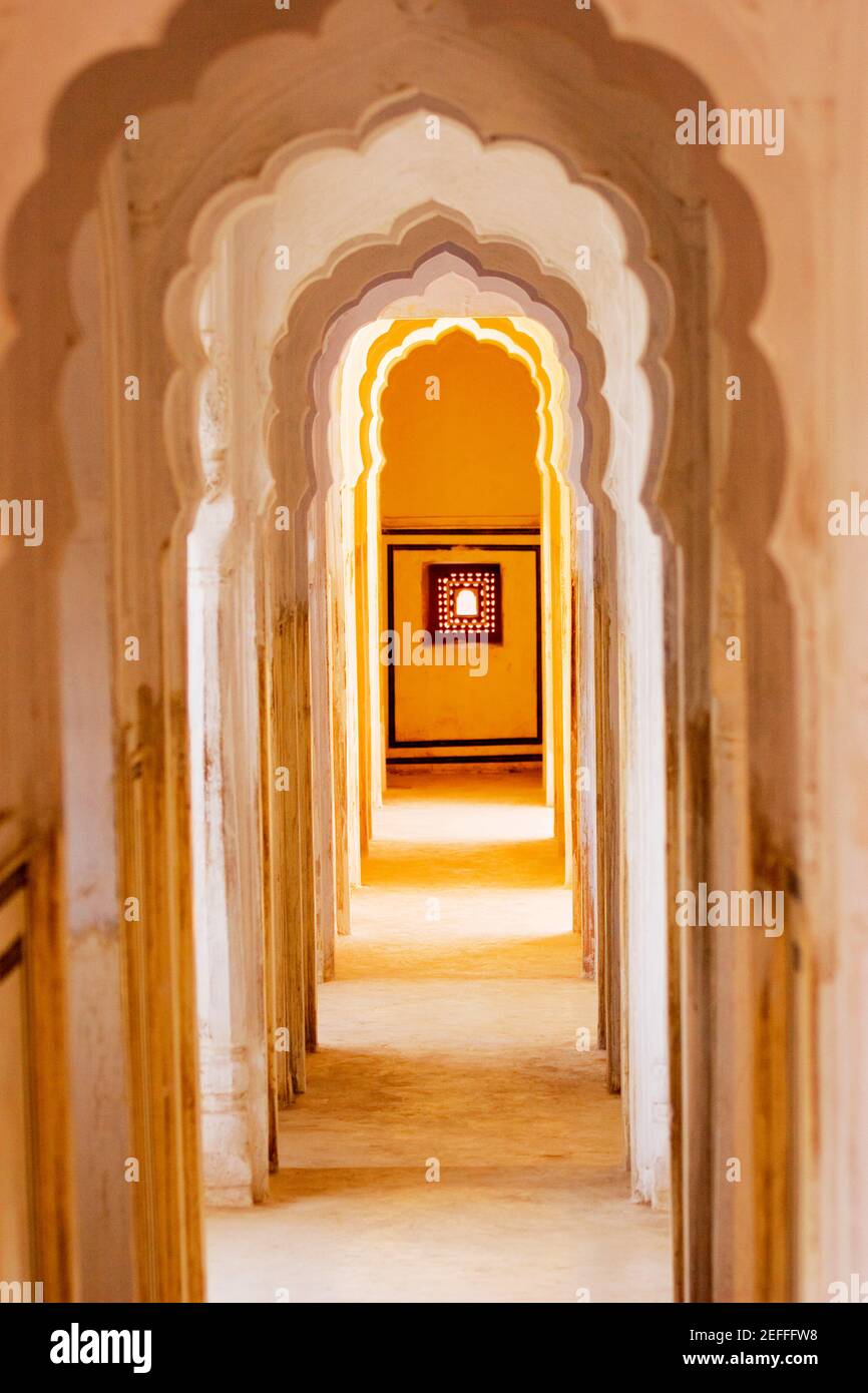 Arched corridor in a palace, City Palace Complex, City Palace, Jaipur ...