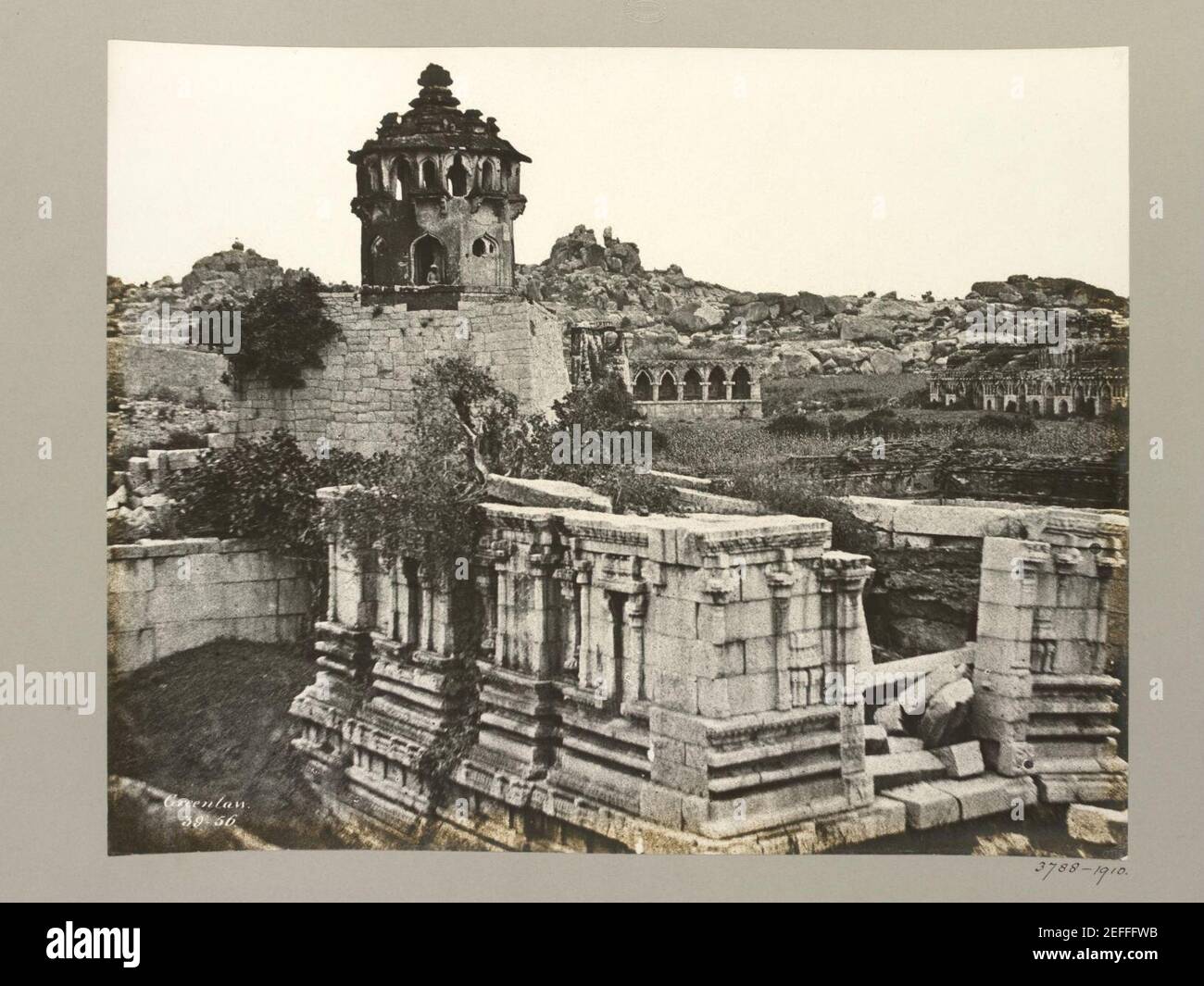 Octagonal Watchtower, Elephant Stables, and Madhava Temple 2 1856 photo ...