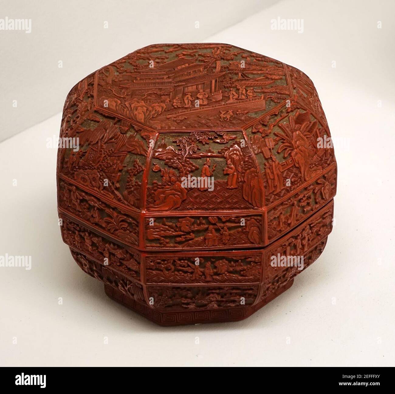 Octagonal container with image of Yueyang Tower, China, Ming dynasty ...