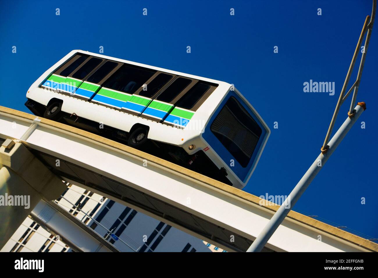 Low angle view of a bus moving on an overpass, Miami, Florida, USA ...
