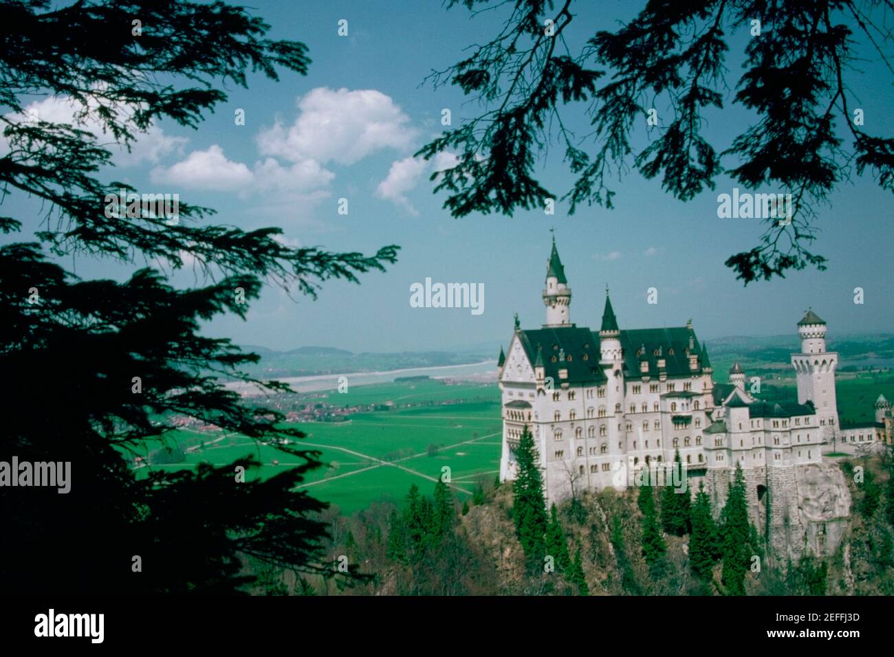 High angle view of a castle, Neuschwanstein Castle, Bavaria, Germany ...
