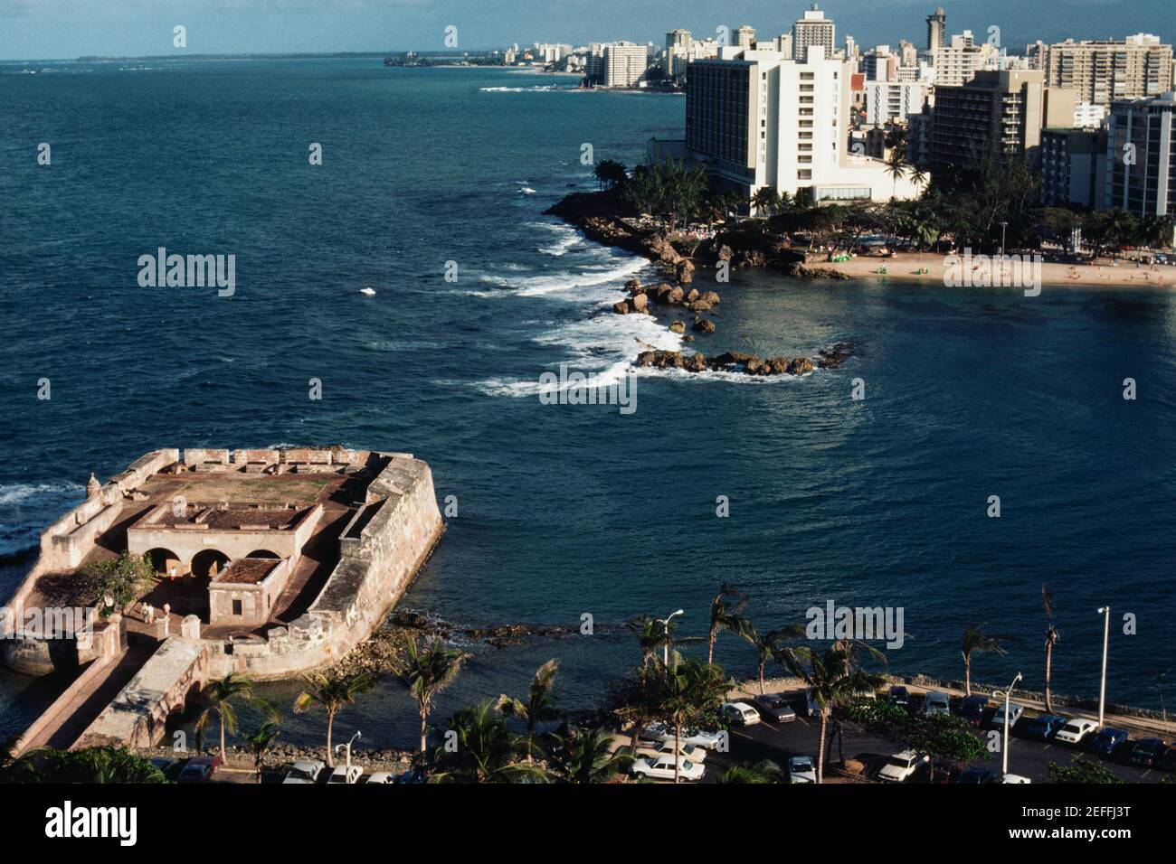 High angle view of a coastal city, Puerto Rico Stock Photo - Alamy