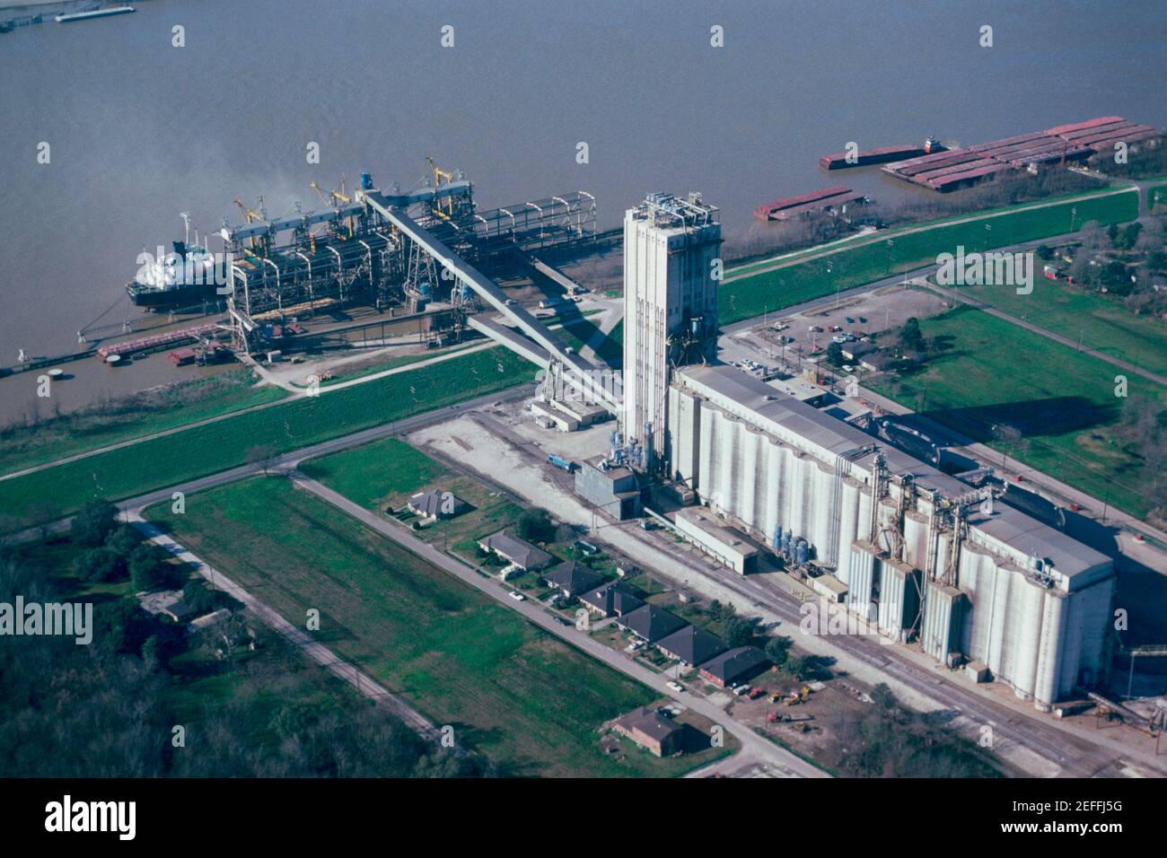 Grain terminal on the Mississippi River near New Orleans Stock Photo ...