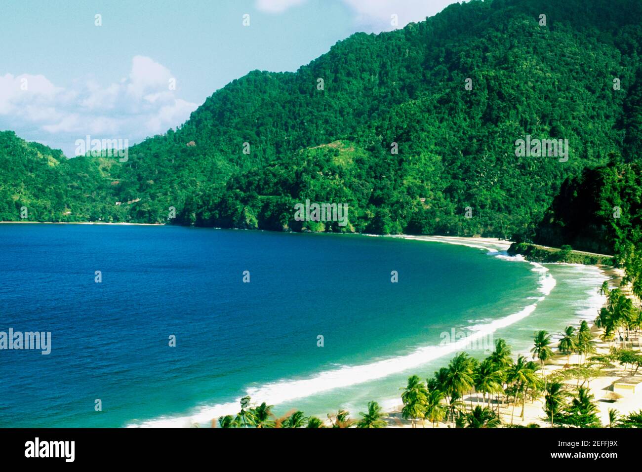 Aerial view of a scenic beach on a sunny day, Trinidad Stock Photo - Alamy