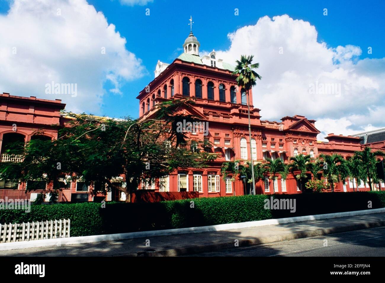 Low angle view of The Parliament Building for Tobago, Port of Spain ...