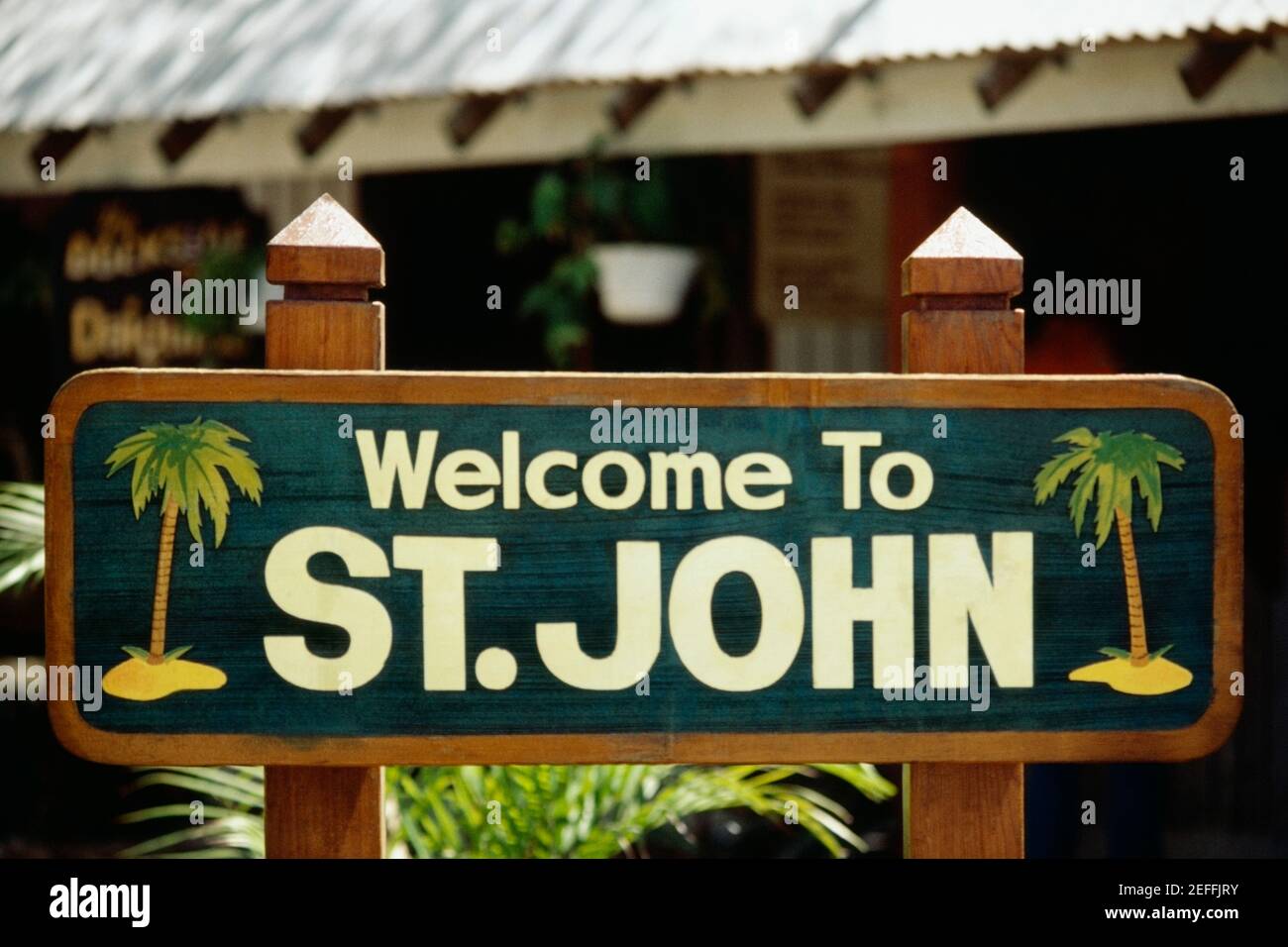 A signage on display, St. John, U.S. Virgin Islands Stock Photo - Alamy