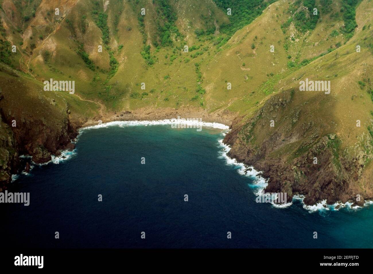 Aerial view of Saba harbor, Virgin Islands Stock Photo - Alamy