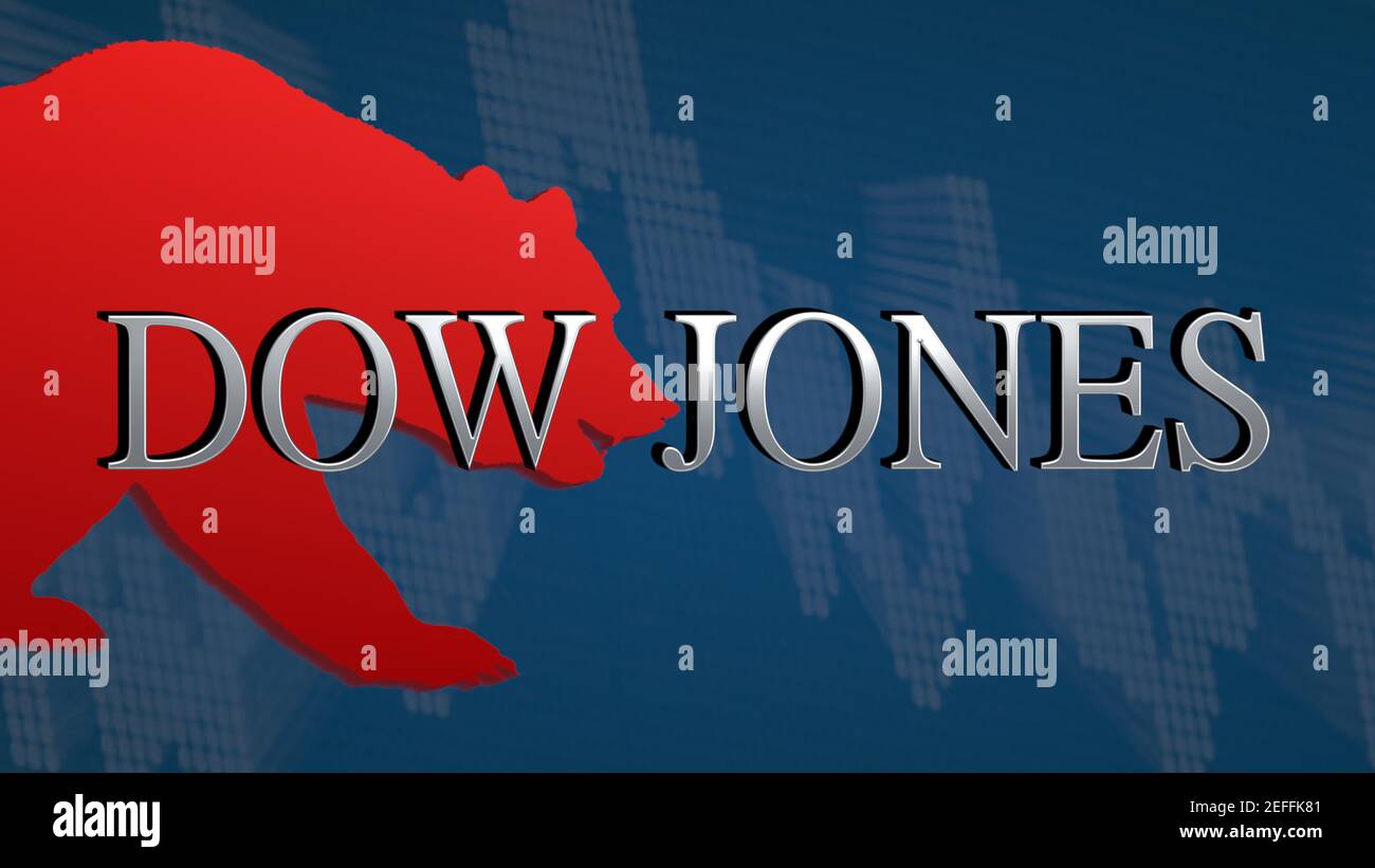 The American stock market index Dow Jones is bearish. The red bear and ...