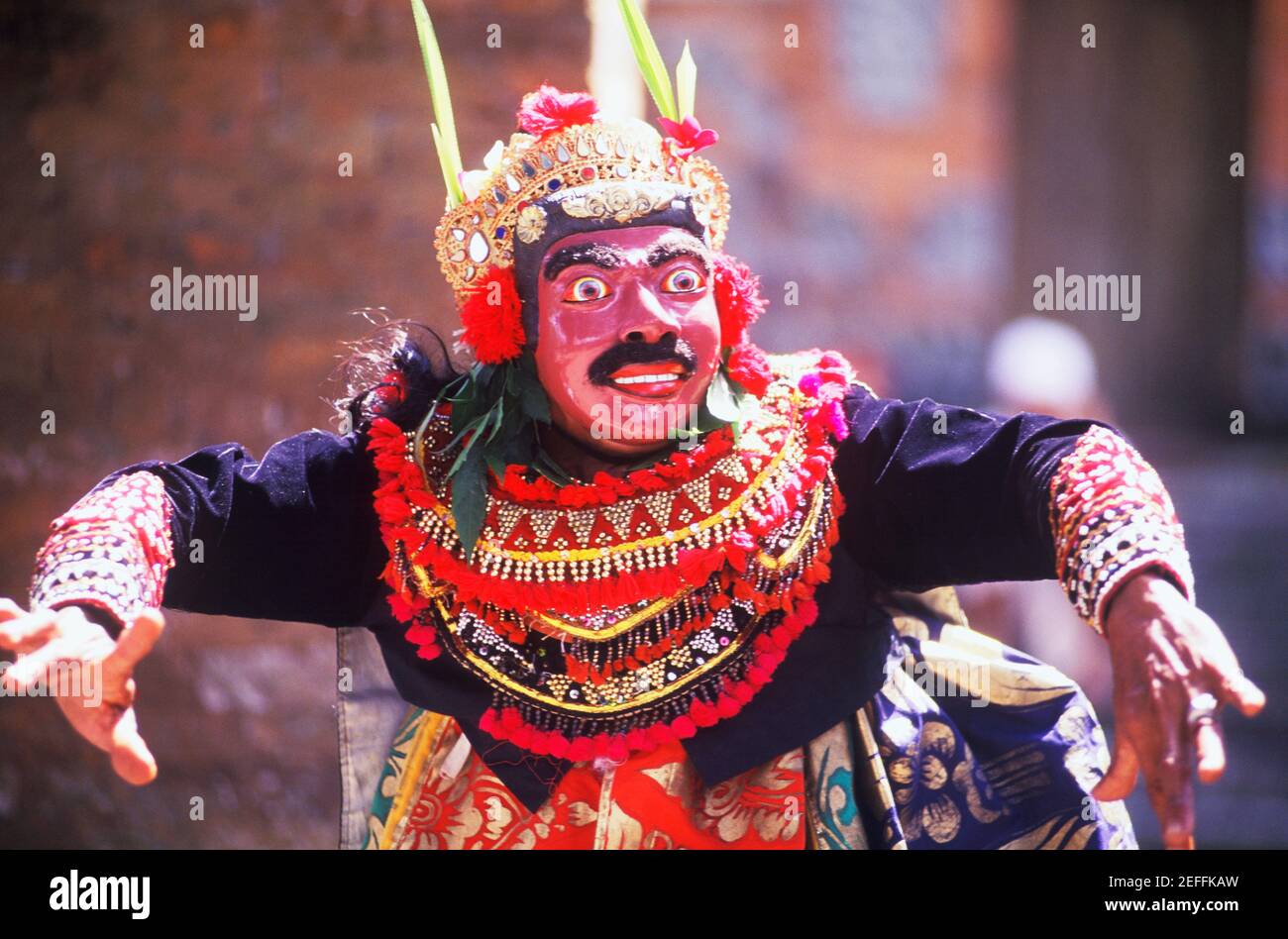 Close-up of a Balinese stage performer performing, Bali, Indonesia ...