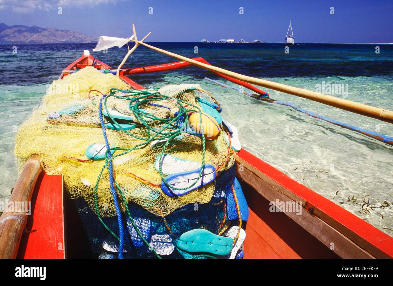 Fishing net in a boat, Bali, Indonesia Stock Photo - Alamy